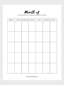 Free Calendar Printables PDF