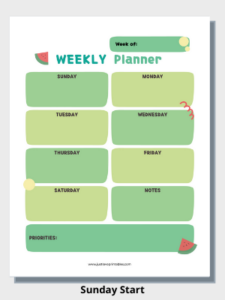 Free Weekly Plan Printable