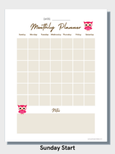 Free Printable Monthly Plan - Just Love Printables