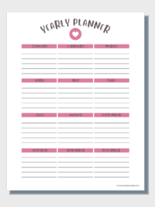 Free Printable Yearly Plan - Just Love Printables