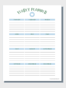 Free Printable Yearly Plan - Just Love Printables