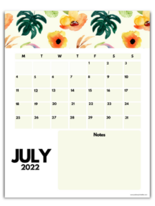 Free July 2022 Calendar - Just Love Printables