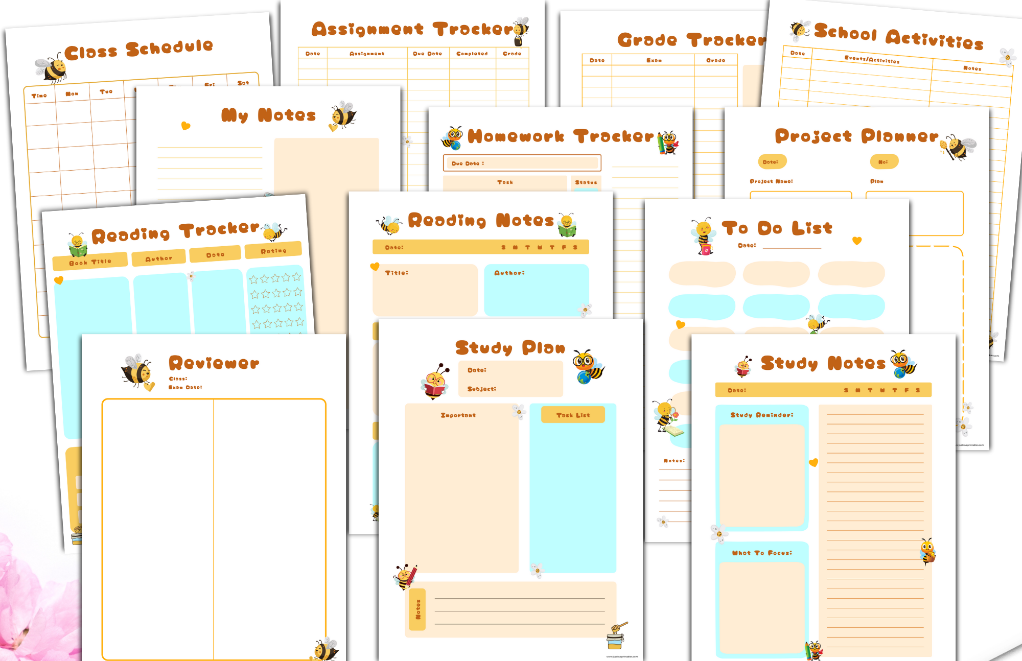 100-Page Bumblebee-Themed Student Planner - Just Love Printables