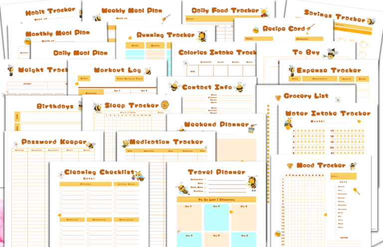 100-Page Bumblebee-Themed Student Planner - Just Love Printables