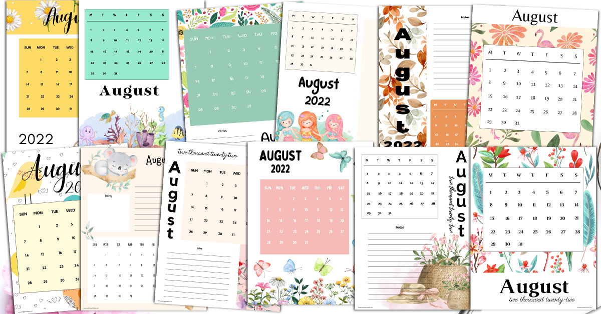 Free August 2022 Calendar - Just Love Printables