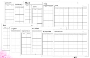 Free Undated Monthly Calendar Printable Plus Fillable PDF - Just Love ...