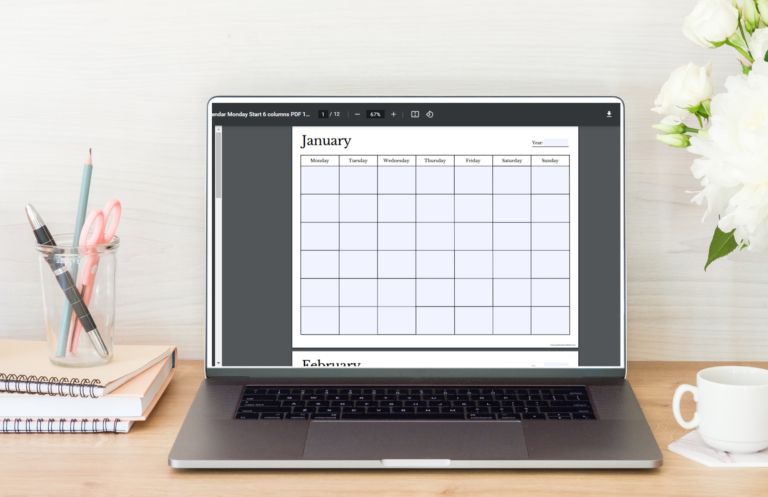 Free Undated Monthly Calendar Printable Plus Fillable PDF - Just Love ...