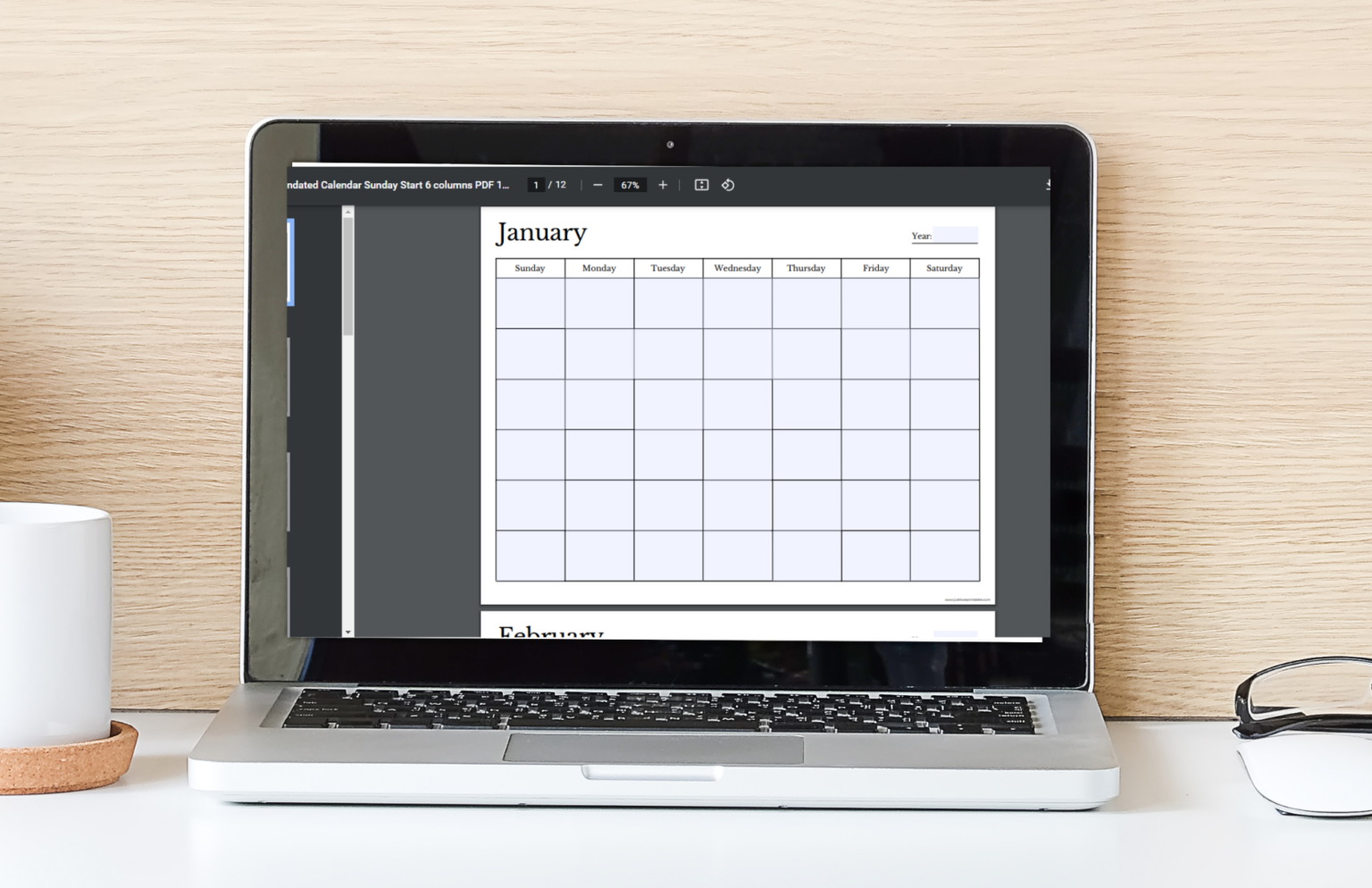 Free Undated Monthly Calendar Printable Plus Fillable PDF - Just Love ...