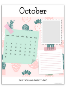 Free October 2022 Calendar - Just Love Printables