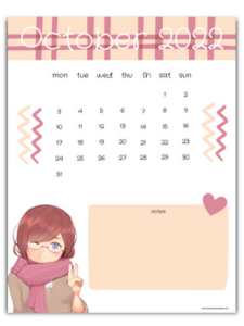 Free October 2022 Calendar - Just Love Printables