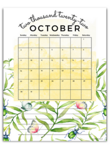 Free October 2022 Calendar - Just Love Printables