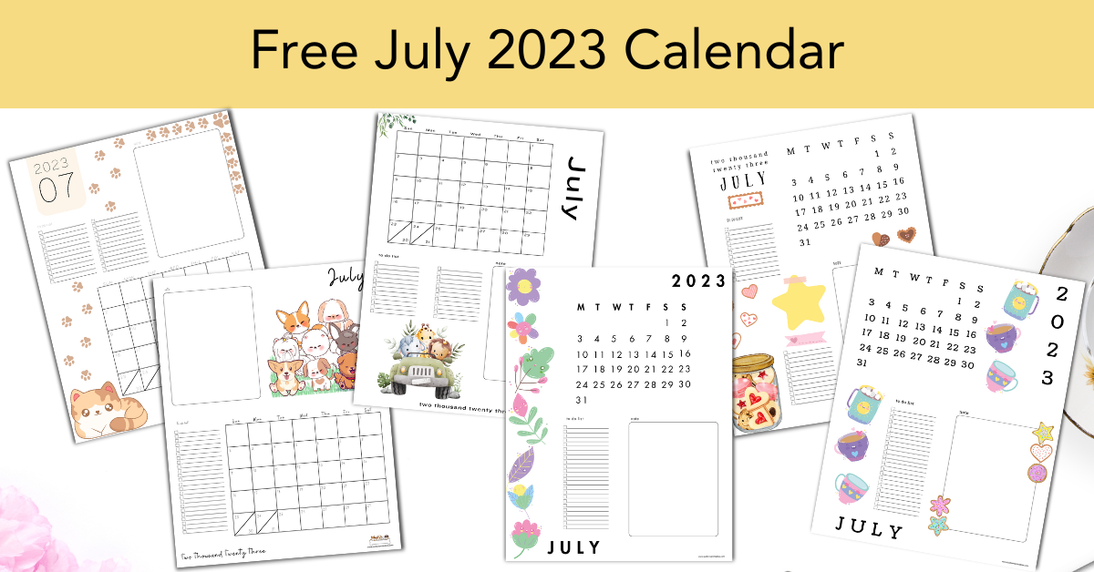 Free July 2023 Calendar - Just Love Printables