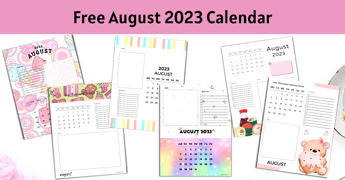 Free August 2023 Calendar - Just Love Printables
