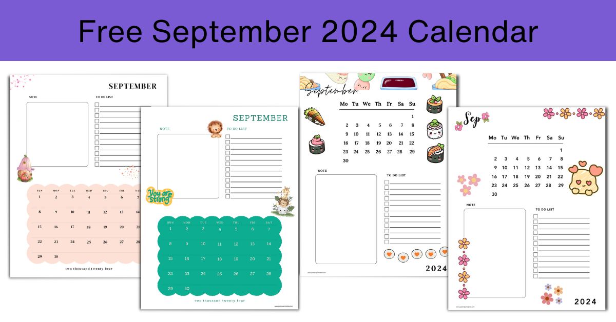 Free September 2024 Calendar - Just Love Printables
