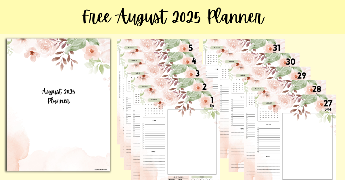 Free August 2025 Planner - Just Love Printables